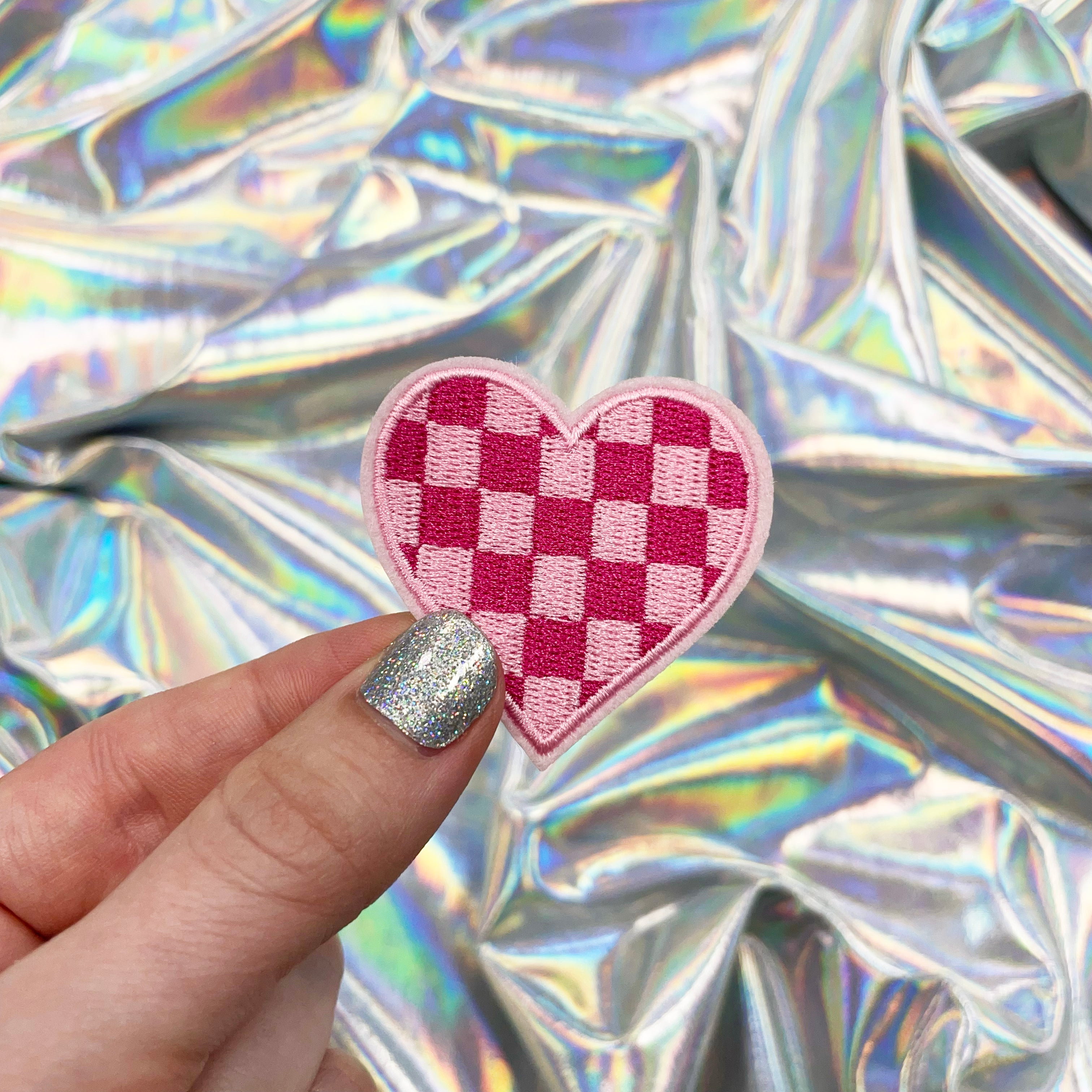 Small Pink Checkered Heart Patch Iron On – The Crafty Engineer